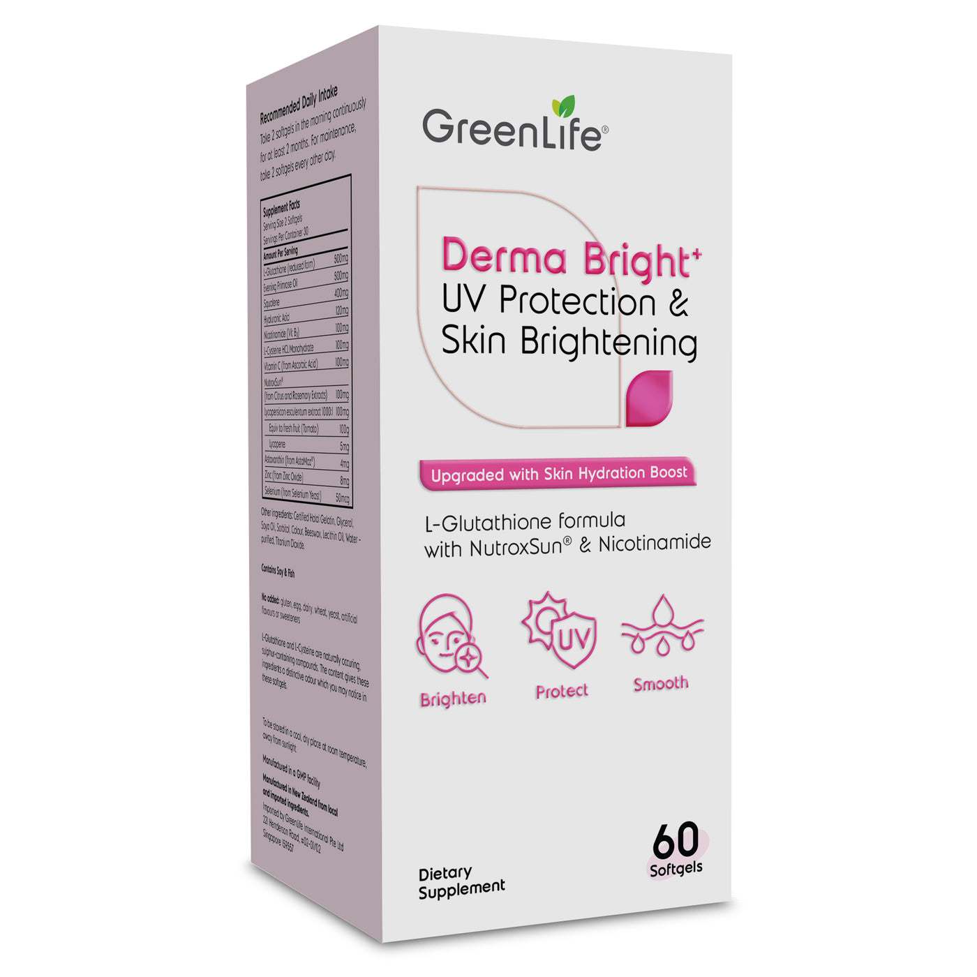 GreenLife Derma Bright⁺ UV Protection & Skin Brightening 60 Softgel ...