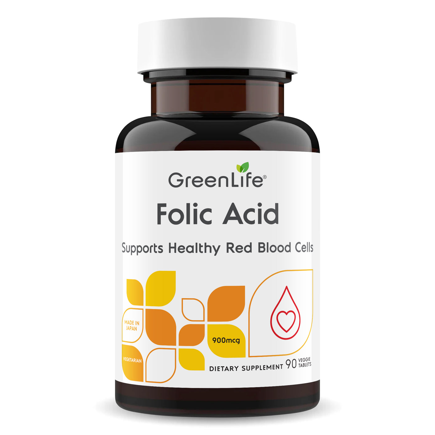 Folic Acid: Supports Healthy Red Blood Cells| 90 veggie tablets | Vege ...
