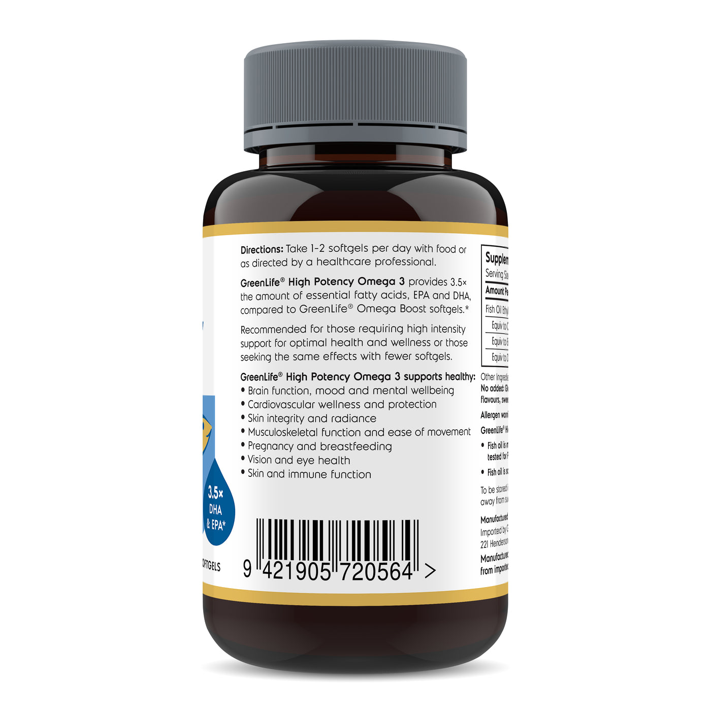 High Potency Omega 3, 60 softgels — GreenLife Singapore